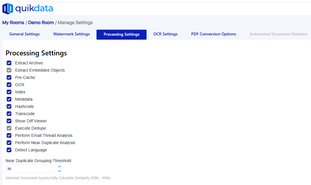 Room Settings – quikdata