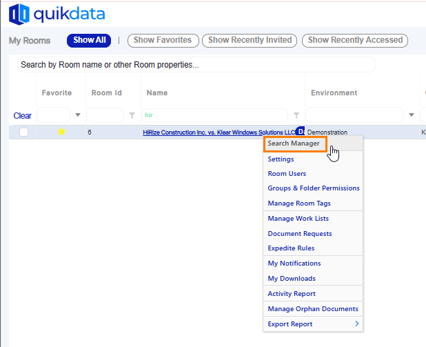 Search Manager – quikdata